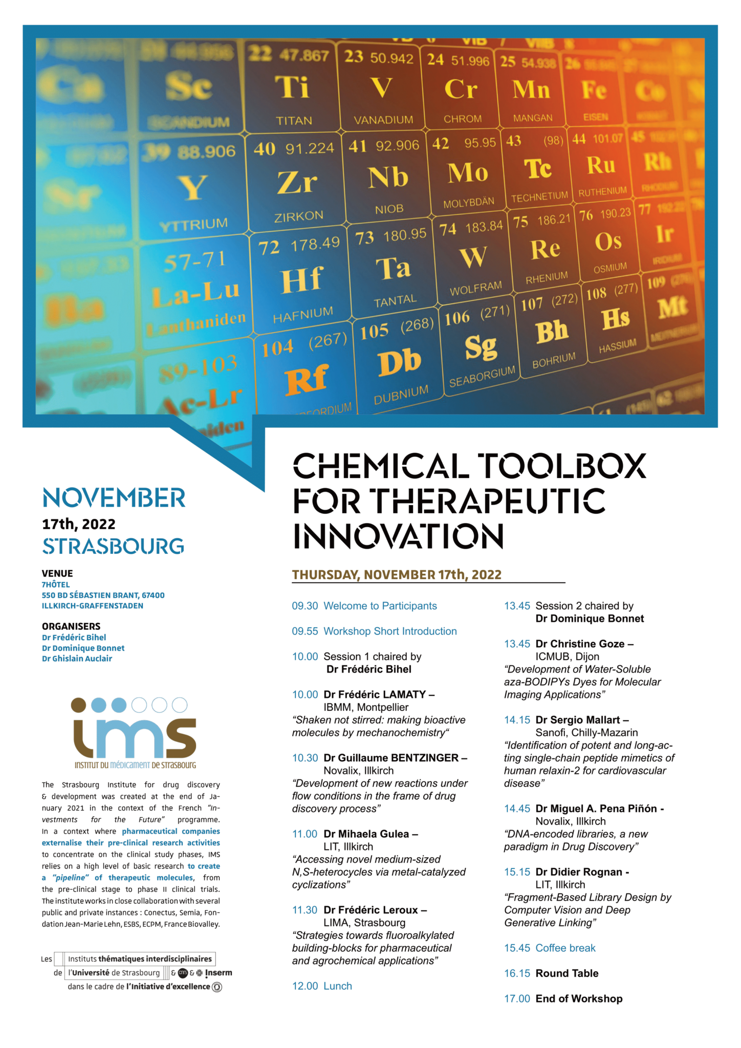 Workshop : « Chemical Toolbox for Therapeutic Innovation » | Institut ...